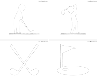 Four Dotted: Free printable Golf dotted drawing worksheet/activity for kids