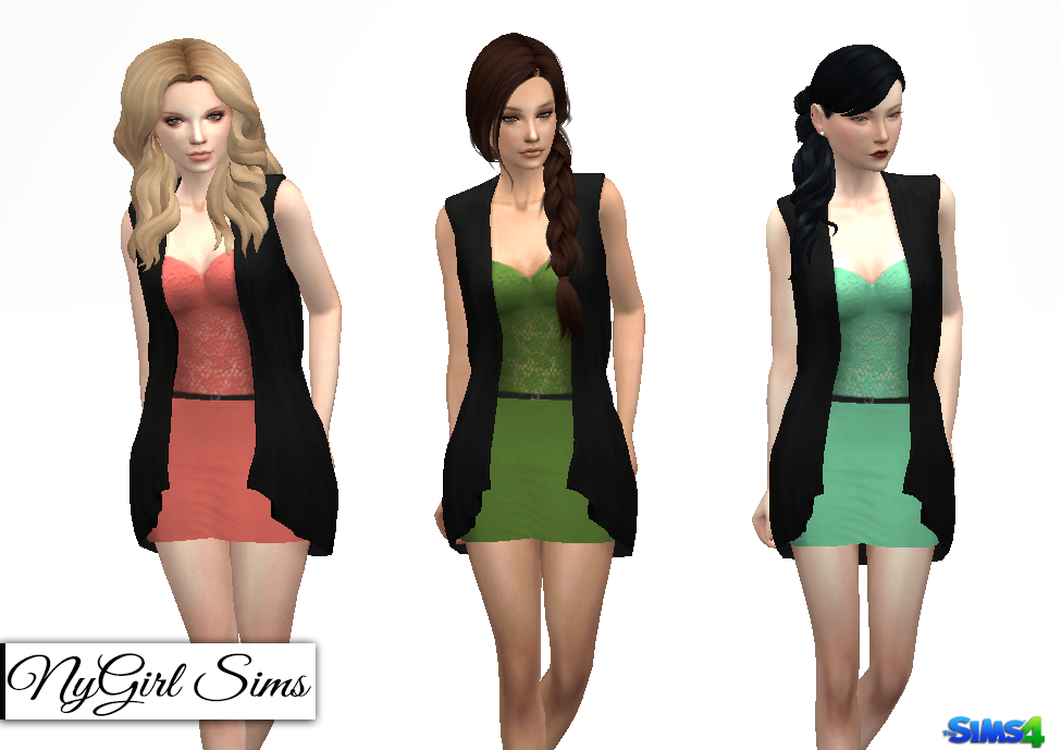 NyGirl Sims 4: Lace Dress with Sleeveless Cardigan