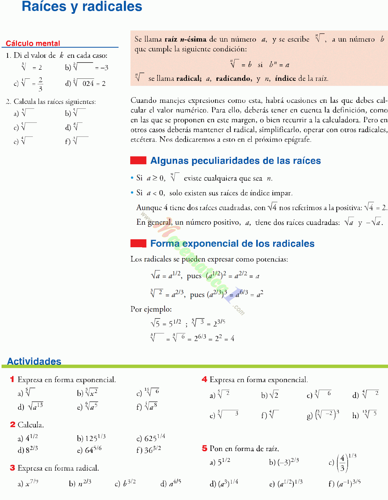 RAÍCES Y RADICALES EJERCICIOS RESUELTOS DE SECUNDARIA PDF