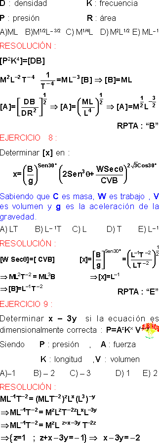 Análisis Dimensional Ejercicios y problemas Resueltos pdf