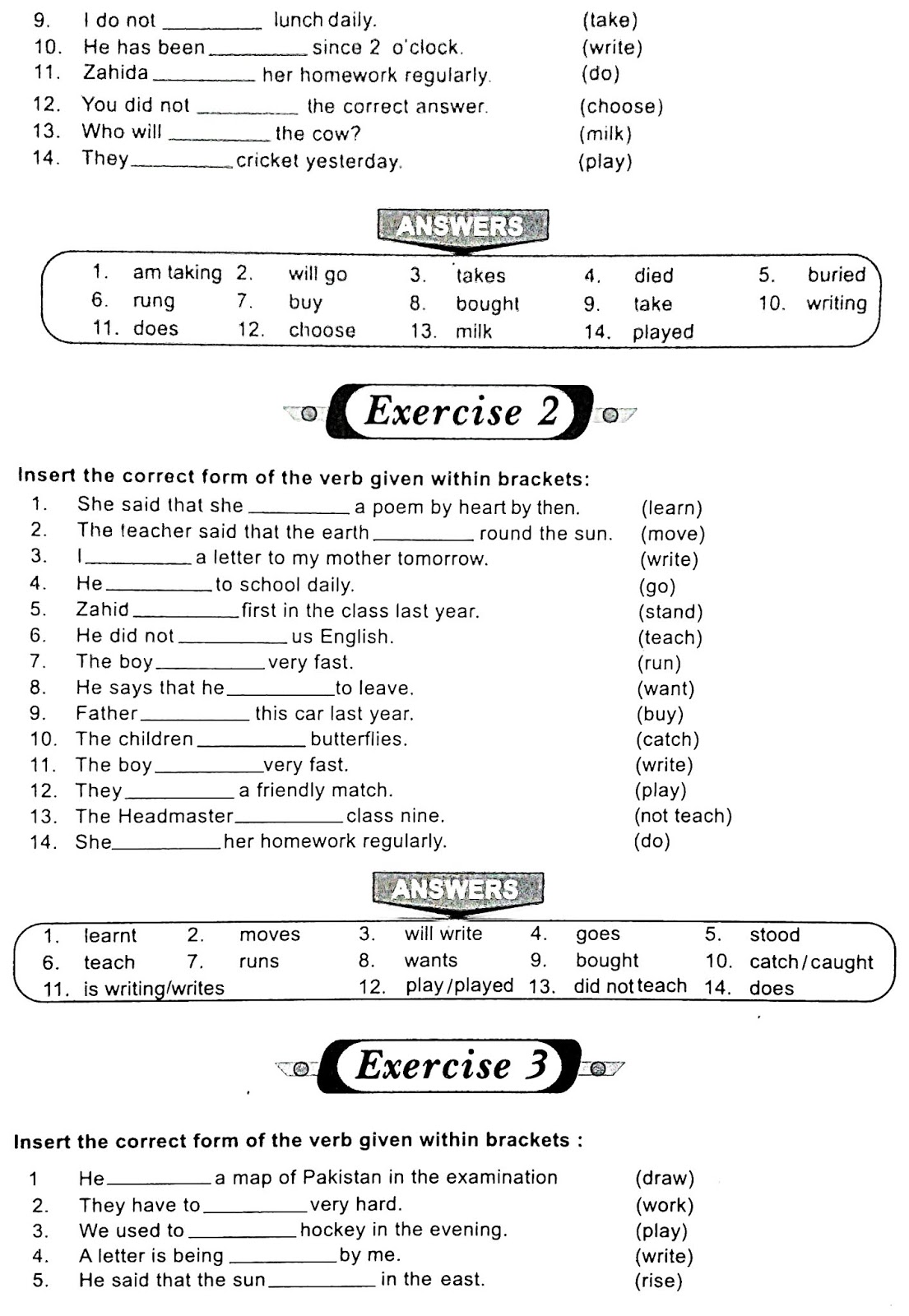 Education Is The Key To Success: English Grammar - Verbs Exercises For ...