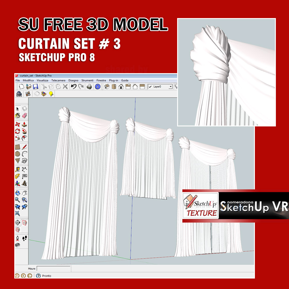 Sketchup Model Curtains Set 3