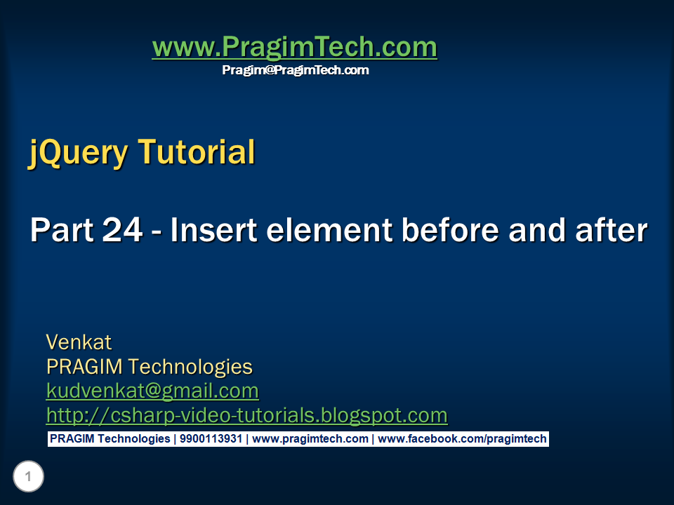 Sql server, .net and c# video tutorial: jQuery insert element before ... Sql server, .net and c# video tutorial: jQuery insert element before ...
