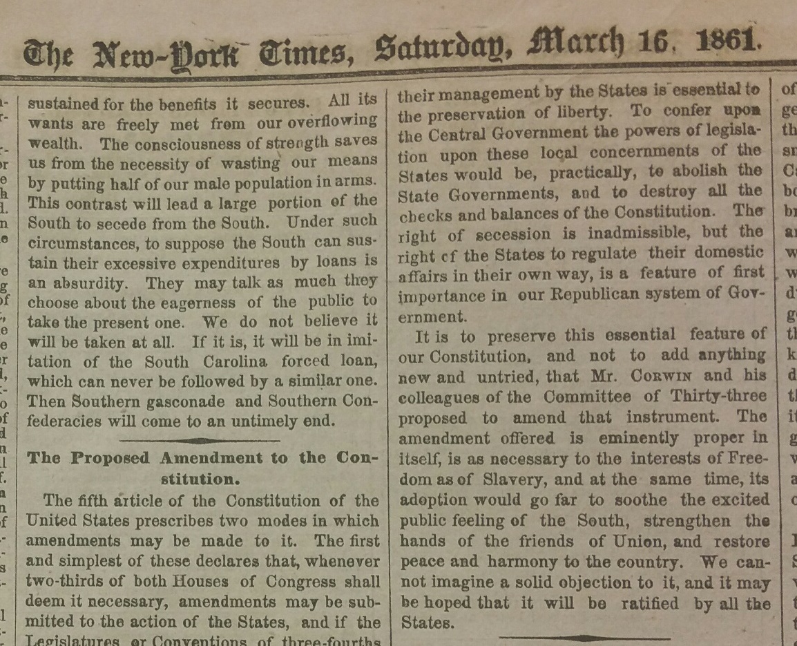 United States Constitution and Citizenship Day: Corwin Amendment