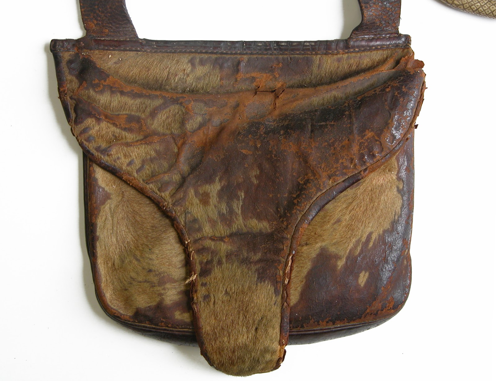 Contemporary Makers: Antique Hunting Pouch with Repairs by Joe Mills