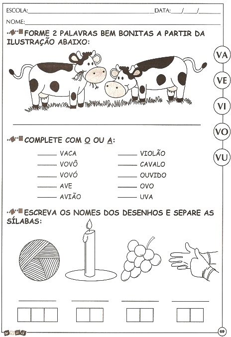 ATIVIDADES DE ALFABETIZAÇÃO COM A LETRA V PARA IMPRIMIR E COLORIR ...