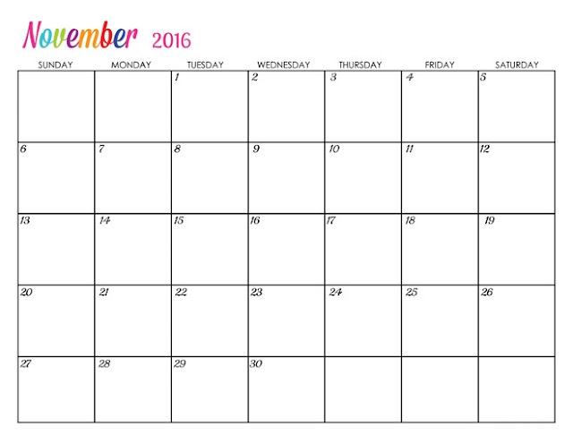 Monthly Calendar 2016