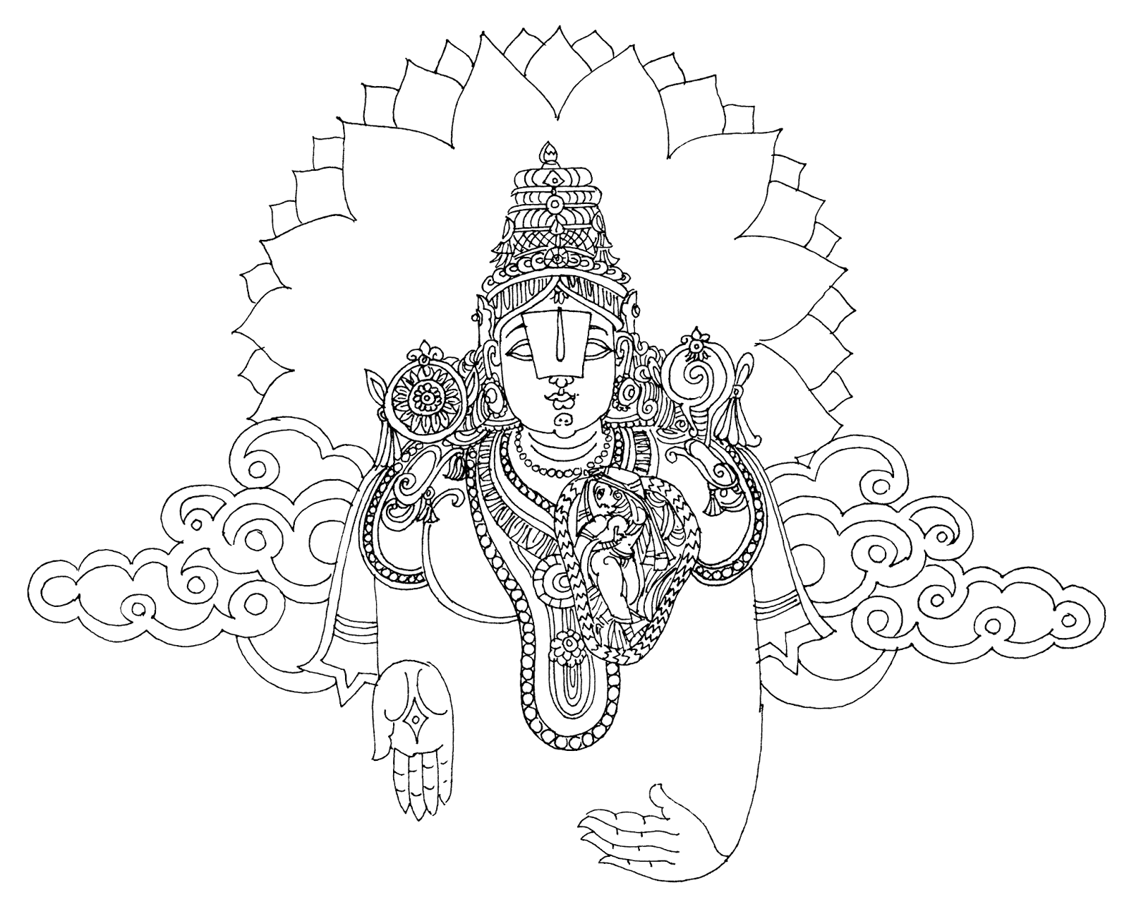 Tamil Cliparts: Venkatachalapathi Line Drawings for invitations