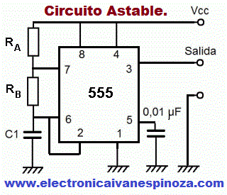 CIRCUITO ASTABLE CON EL NE555 | CON ETAPA DE POTENCIA BT136.