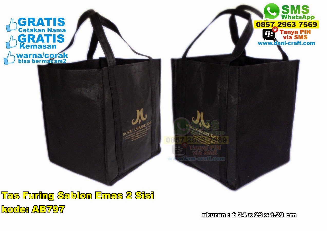 Tas Furing Sablon Emas 2 Sisi | Souvenir Pernikahan