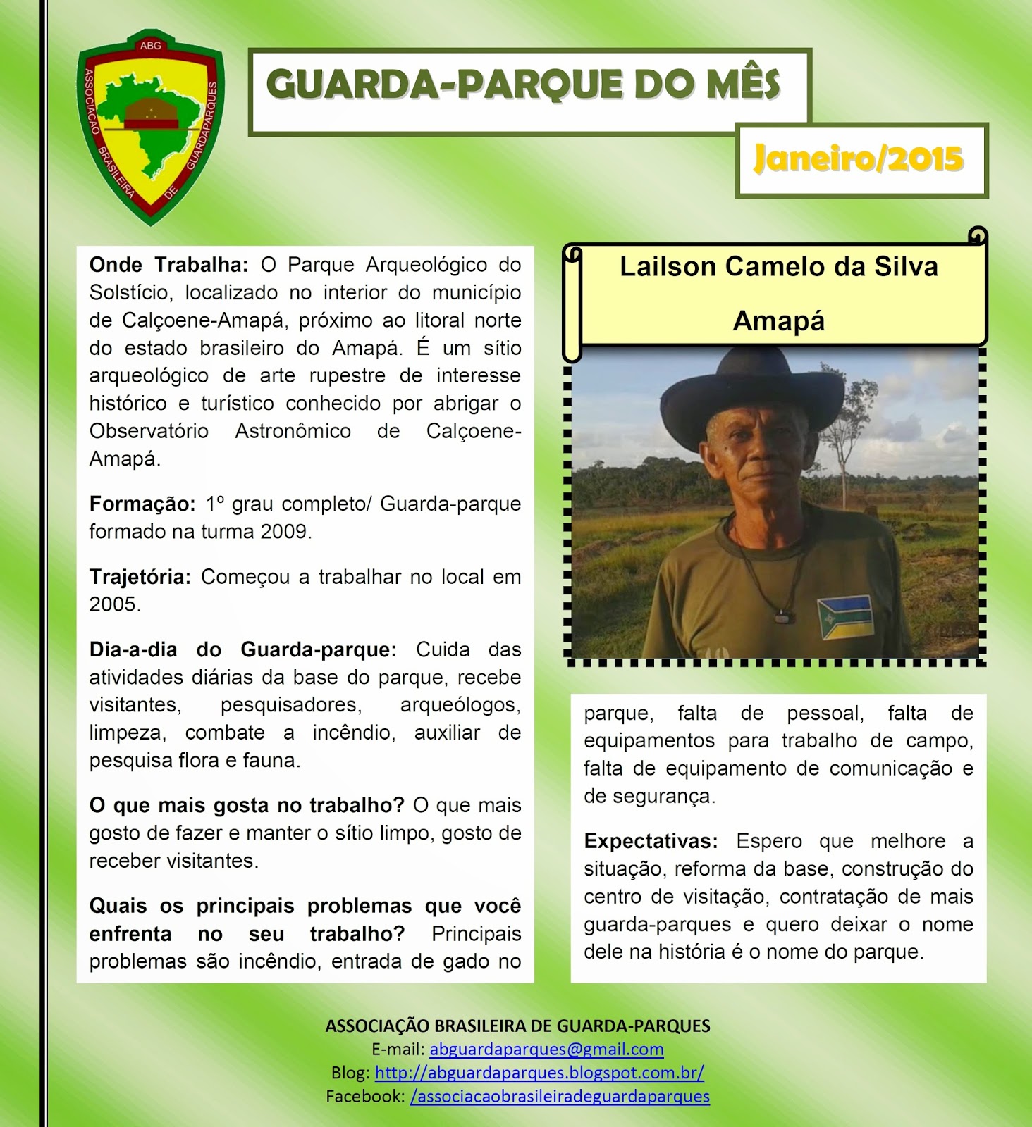 Associação Brasileira de Guarda-Parques: Guarda-parque do Mês de ...