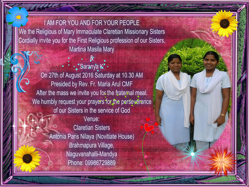 CLARETIAN SISTERS - SOUTH ASIAN DELEGATION: August 2016