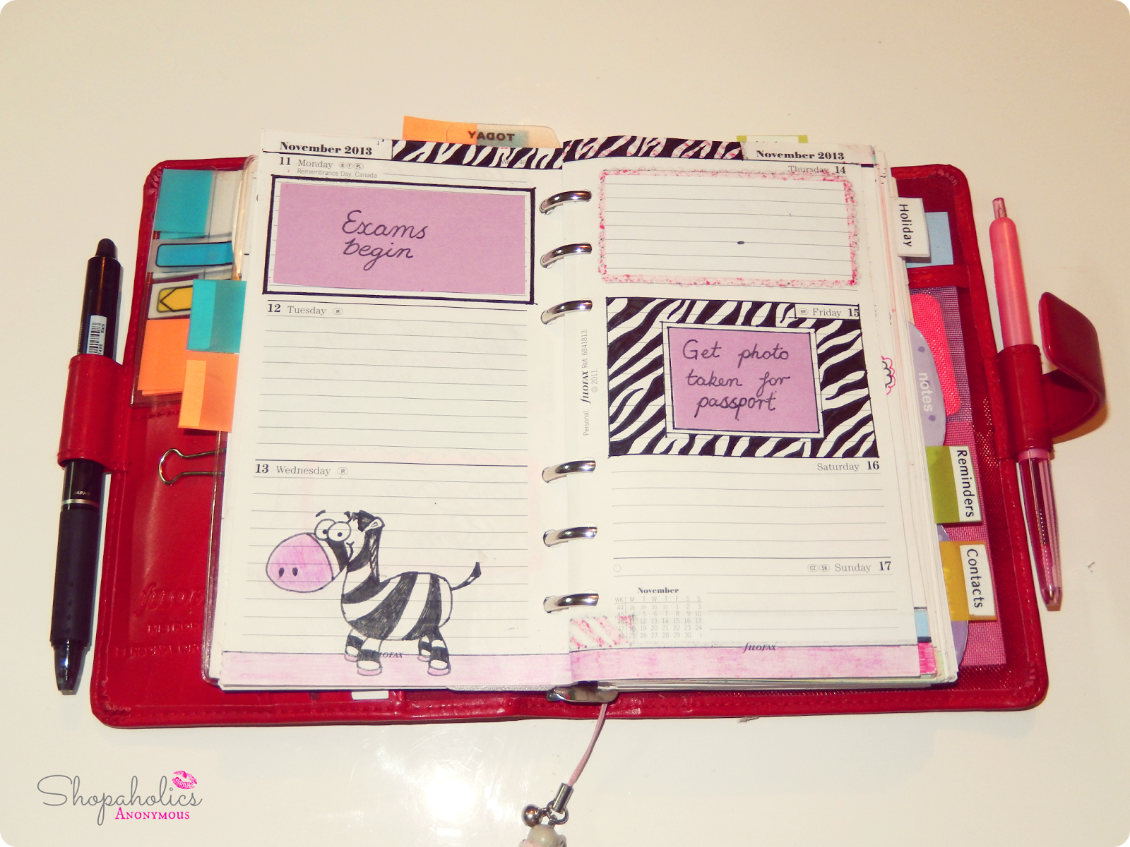 What's in my Filofax (Day Planner) | Shopaholics Anonymous | Blog