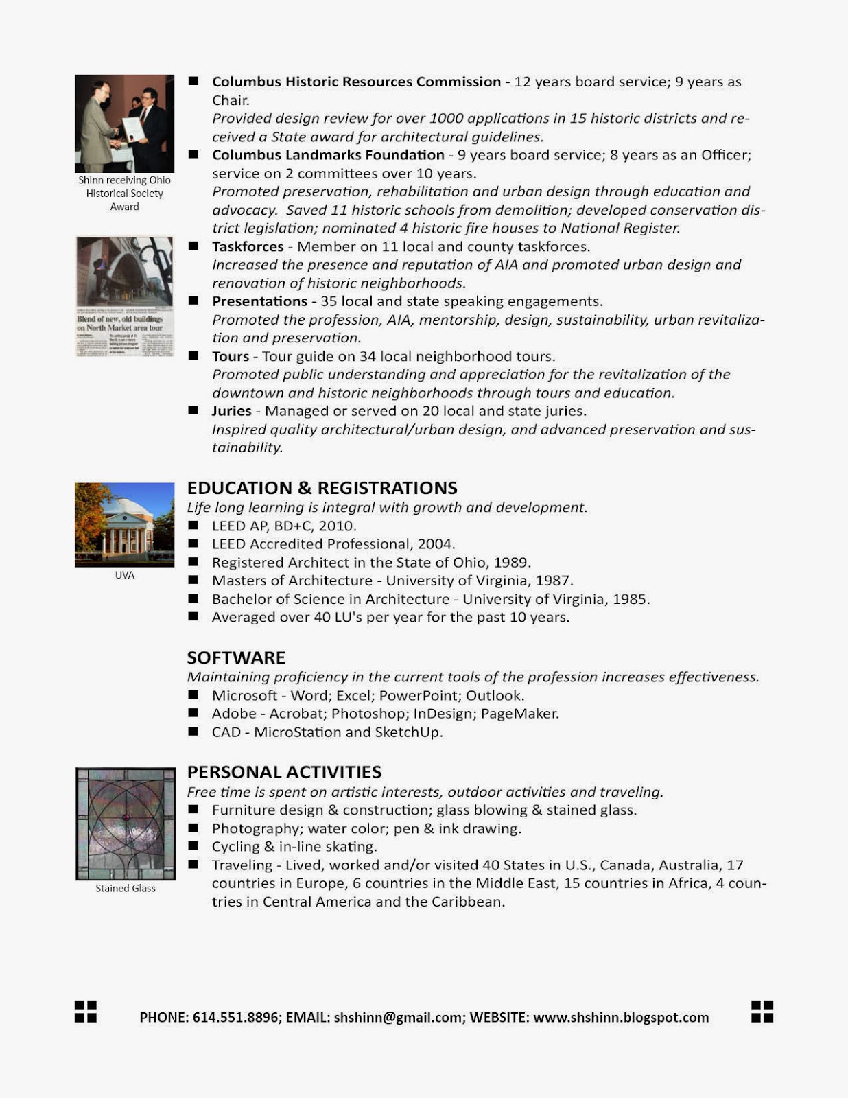 Steven H Shinn, AIA, LEED AP BD+C: Resume