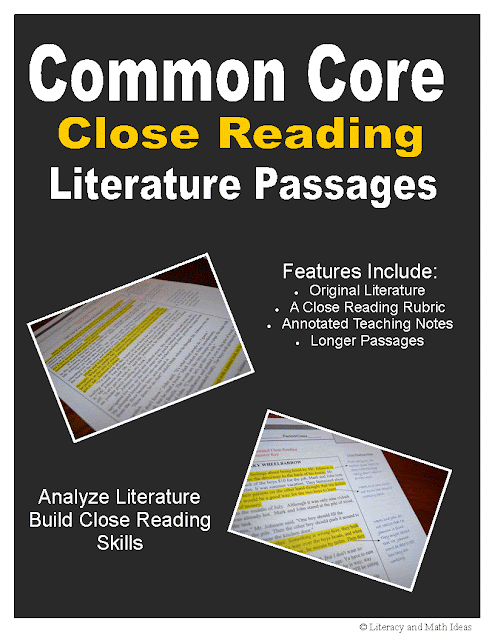 Literacy & Math Ideas: Middle School Common Core Close Reading and Writing
