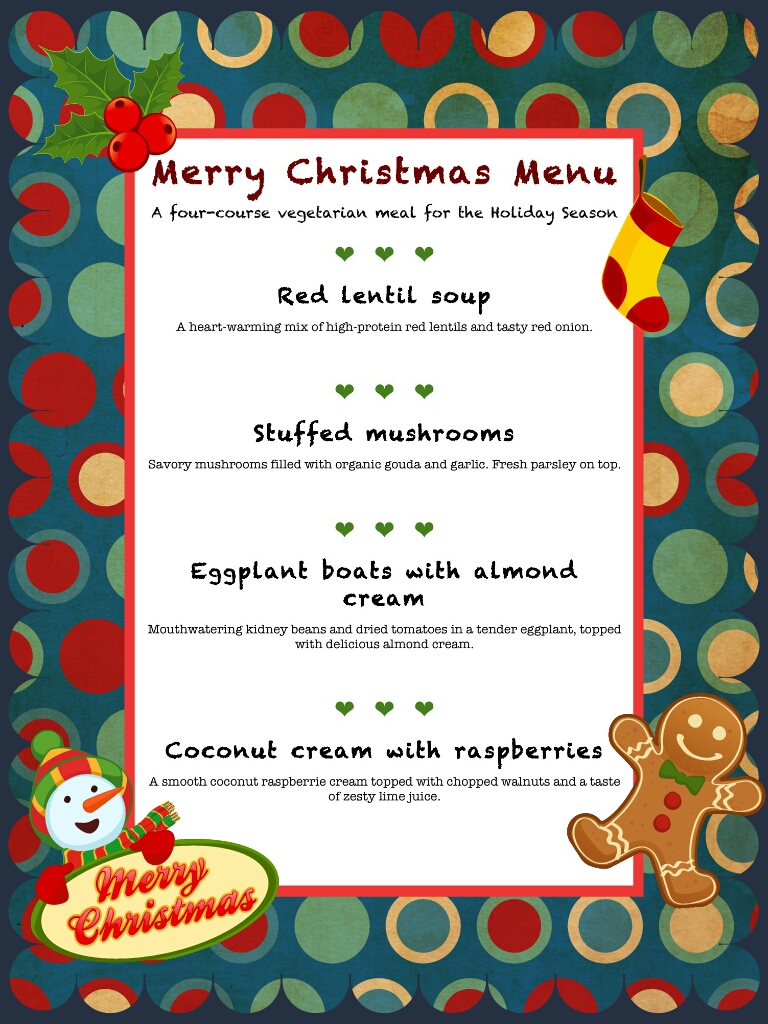 Holiday Cooking: Vegetarian Four Course Christmas Menu | Pure Power Panda