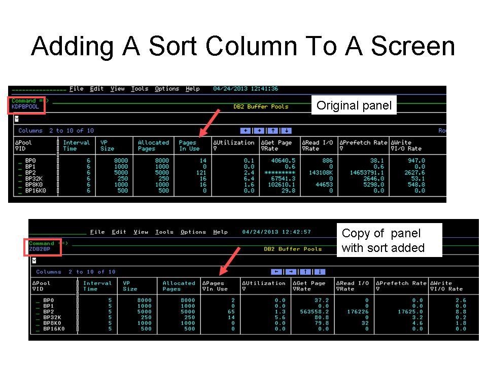 Tivoli With A z: Adding more sort columns to an e3270ui screen