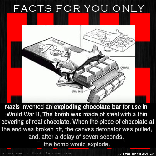 Facts For You Only: Nazis invented an exploding chocolate bar for use ...
