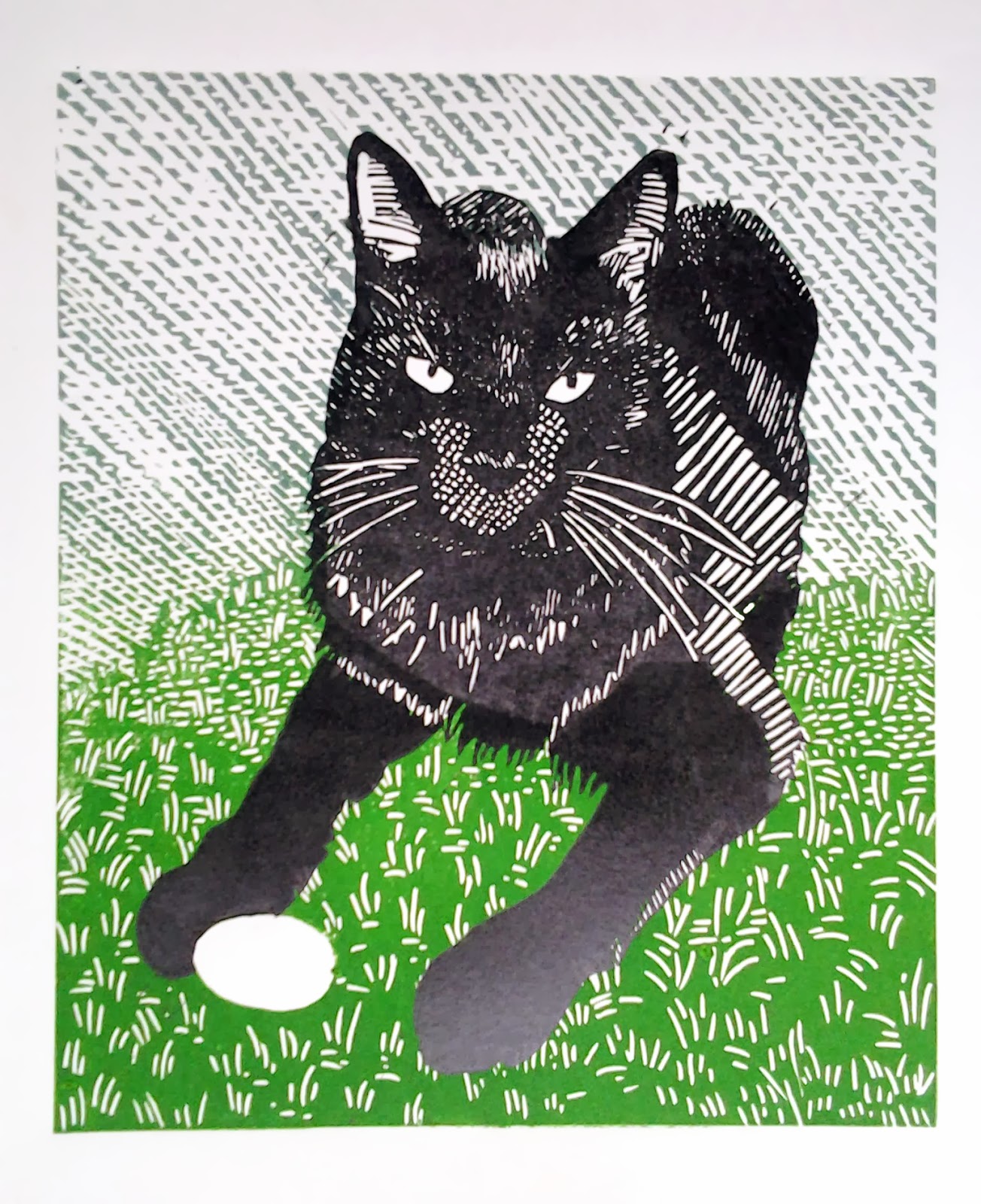 Magpie Moonshine: Learning how to print multi block linocut cats on an ...