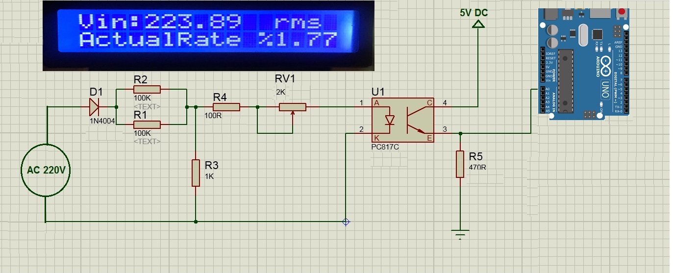 Ac Voltmeter With Arduino Uno