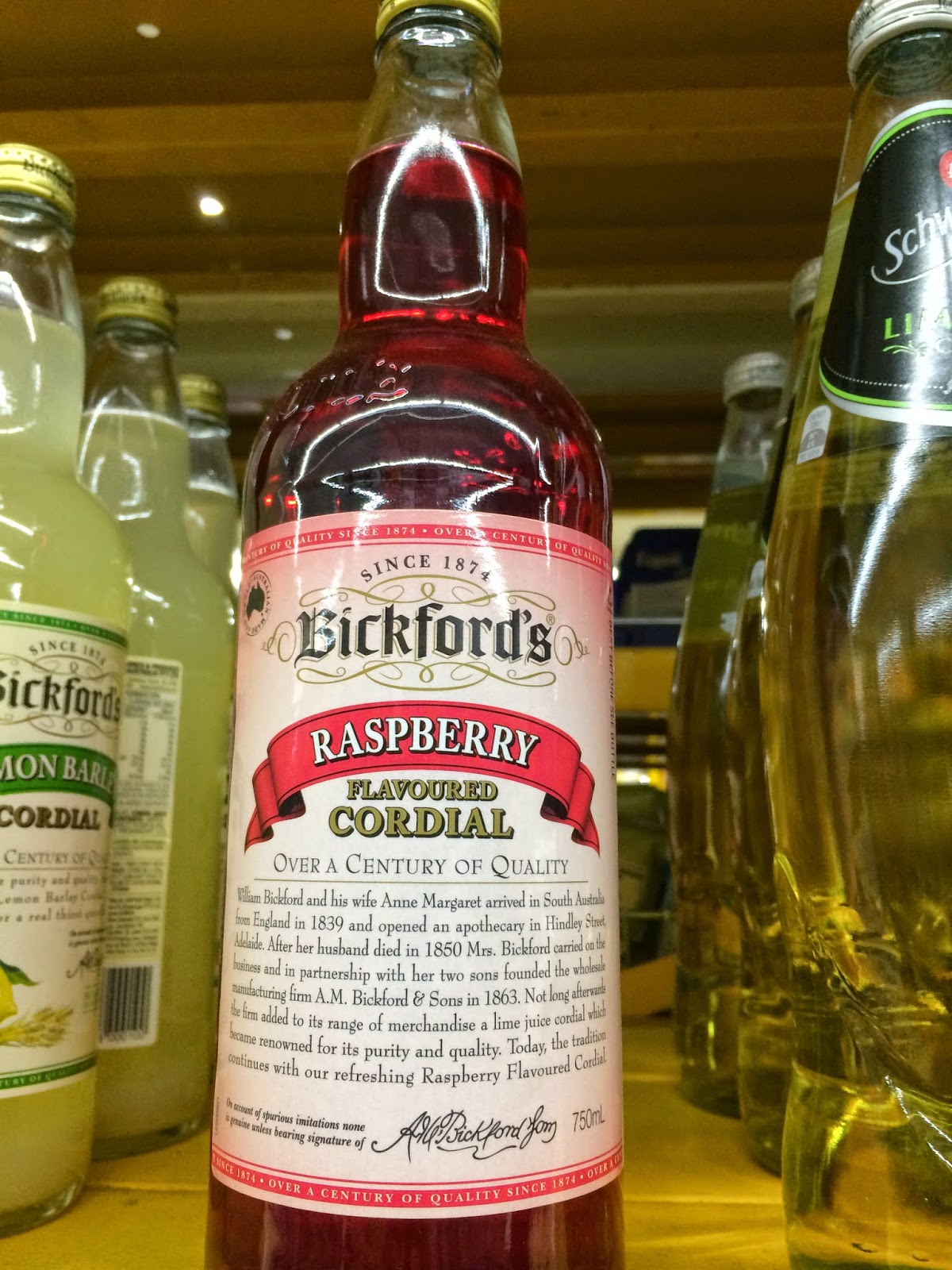 Gluten-Free Vegan Food Labels : Bickford's Rasberry Flavoured Cordial ...