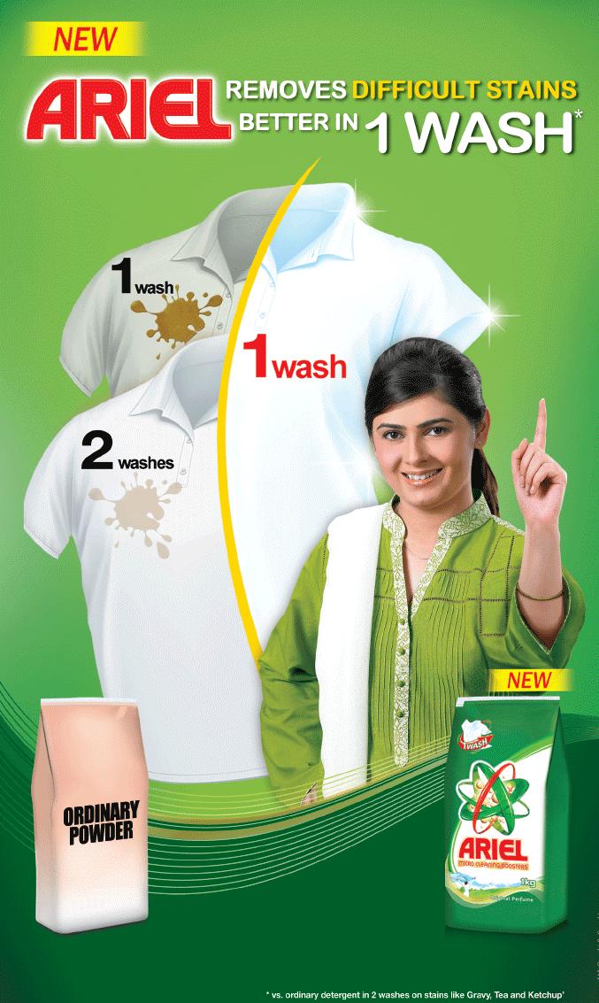 NEW ARIEL | REMOVES DIFFICULT STAINS BETTER IN 1 WASH ~ Ads Pakistan ...
