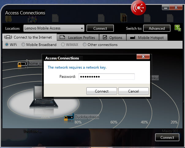 แชร์เน็ตไวไฟจากโน๊ตบุ๊คด้วยโปรแกรม ThinkVantage Access Connections