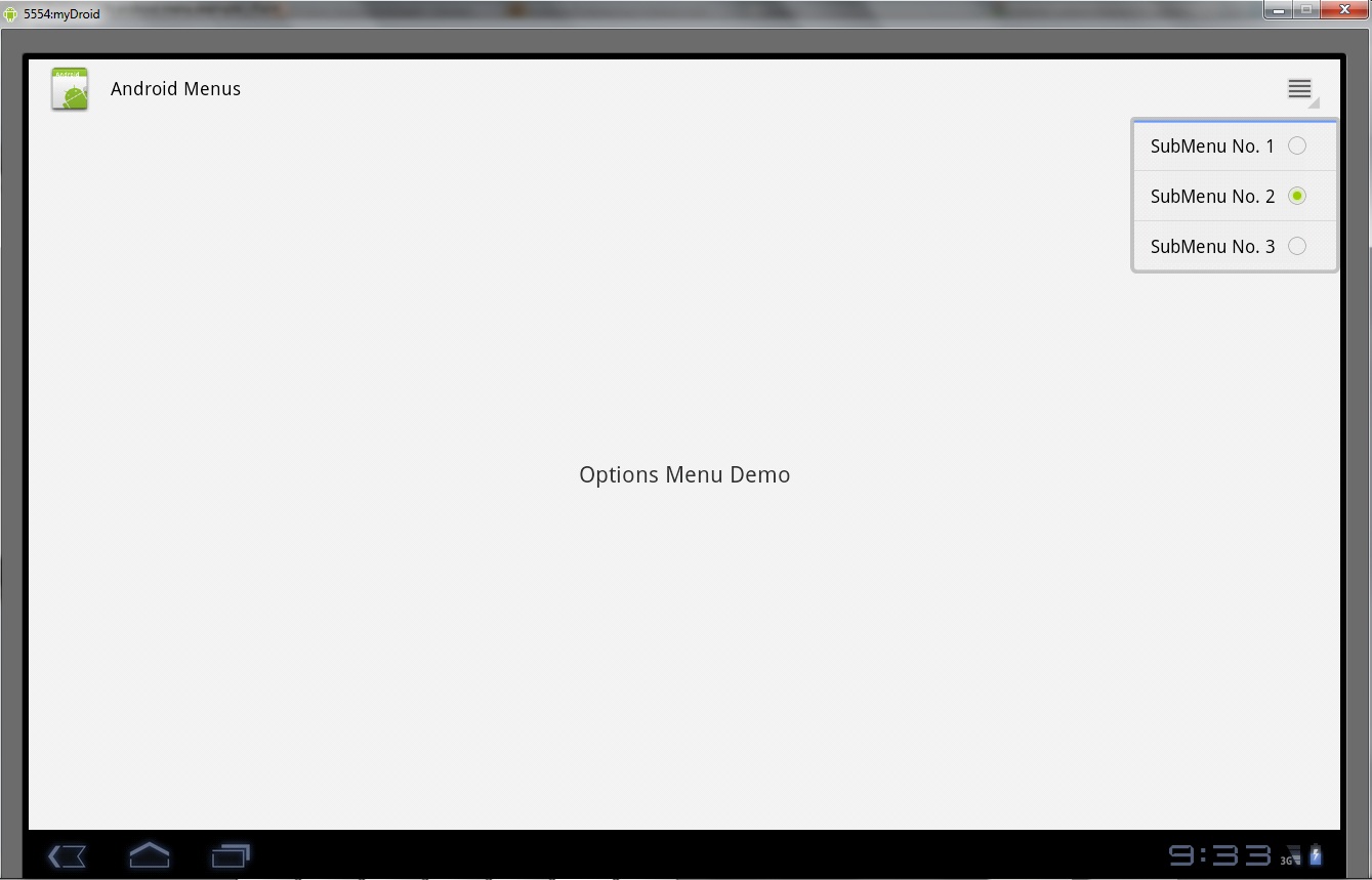 Programmers Sample Guide Android Options Menu Submenu And Menu Group Example