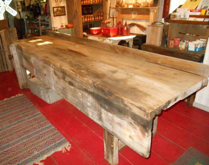 Log Cabin Antiques & Gifts: Ten foot long rustic workbench