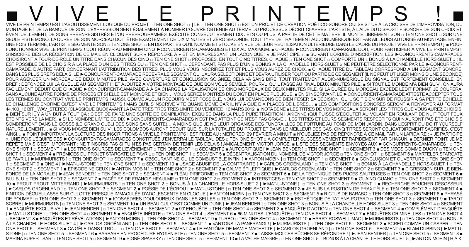 * H.A.K. LO-FI RECORD *: ÉDITO PRINTEMPS 2012