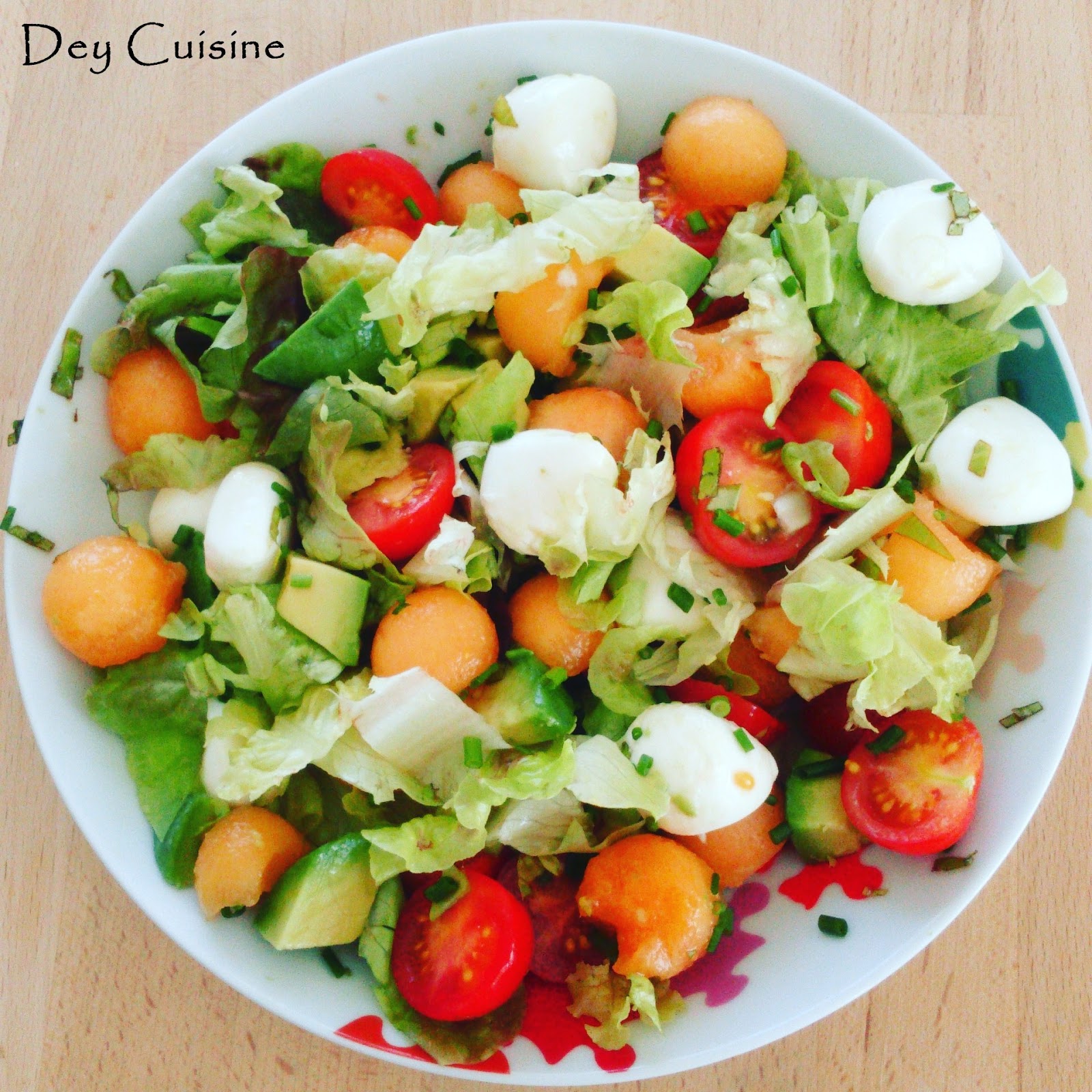 Dey cuisine: Salade avocat, melon & mozzarella