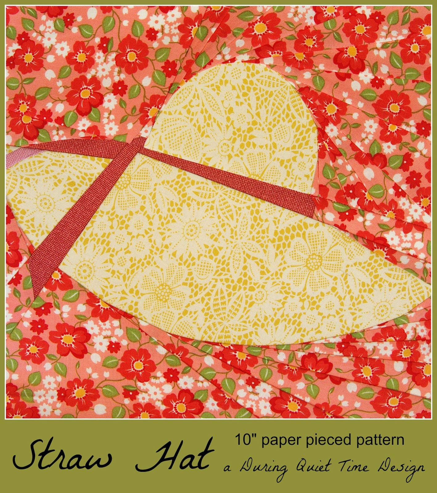 Straw Hat Paper Pieced Pattern | During Quiet Time