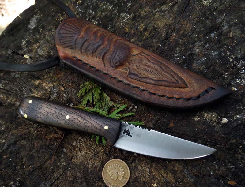 ML Knives Blog: Custom Neck knife with tooled Arrow Head Design