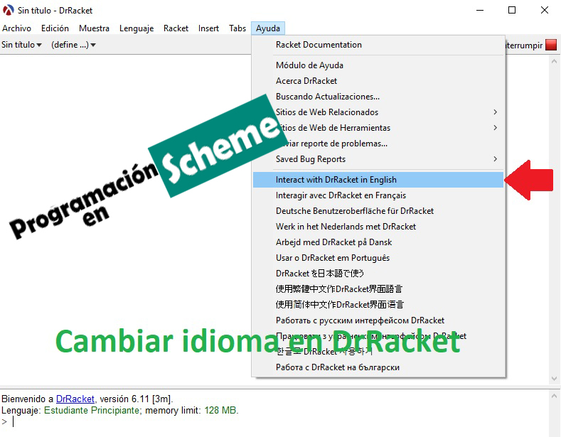 Modificar entorno de desarrollo de DrRacket