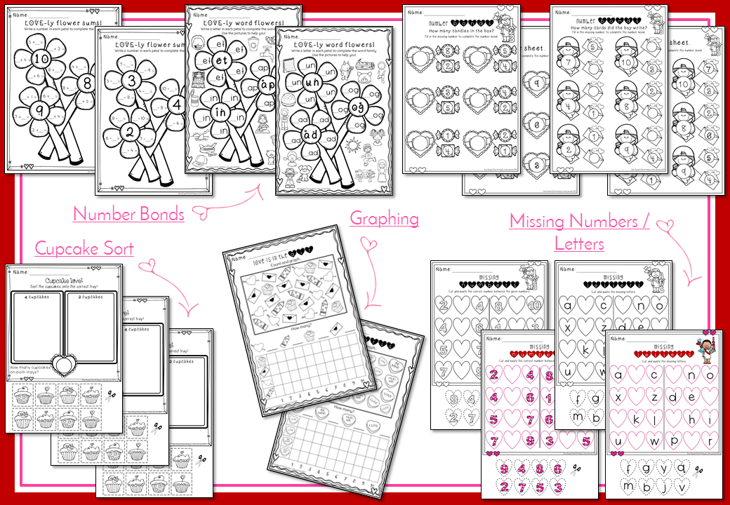Happy Little Learners: Valentine's Day Literacy and Math Activity Pack