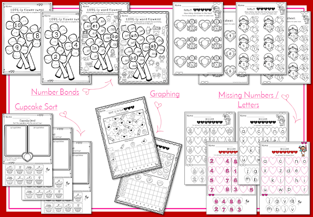 Happy Little Learners: Valentine's Day Literacy and Math Activity Pack