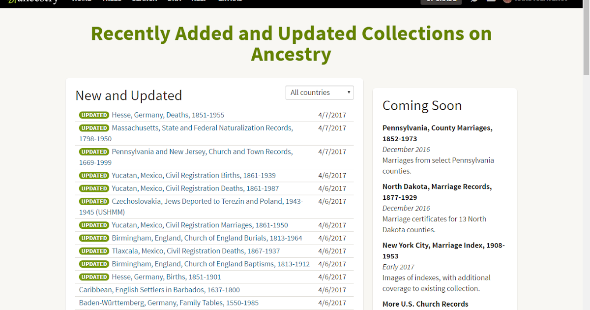 Genea-Musings: Added or Updated Databases at Ancestry.com - Week of 2 ...