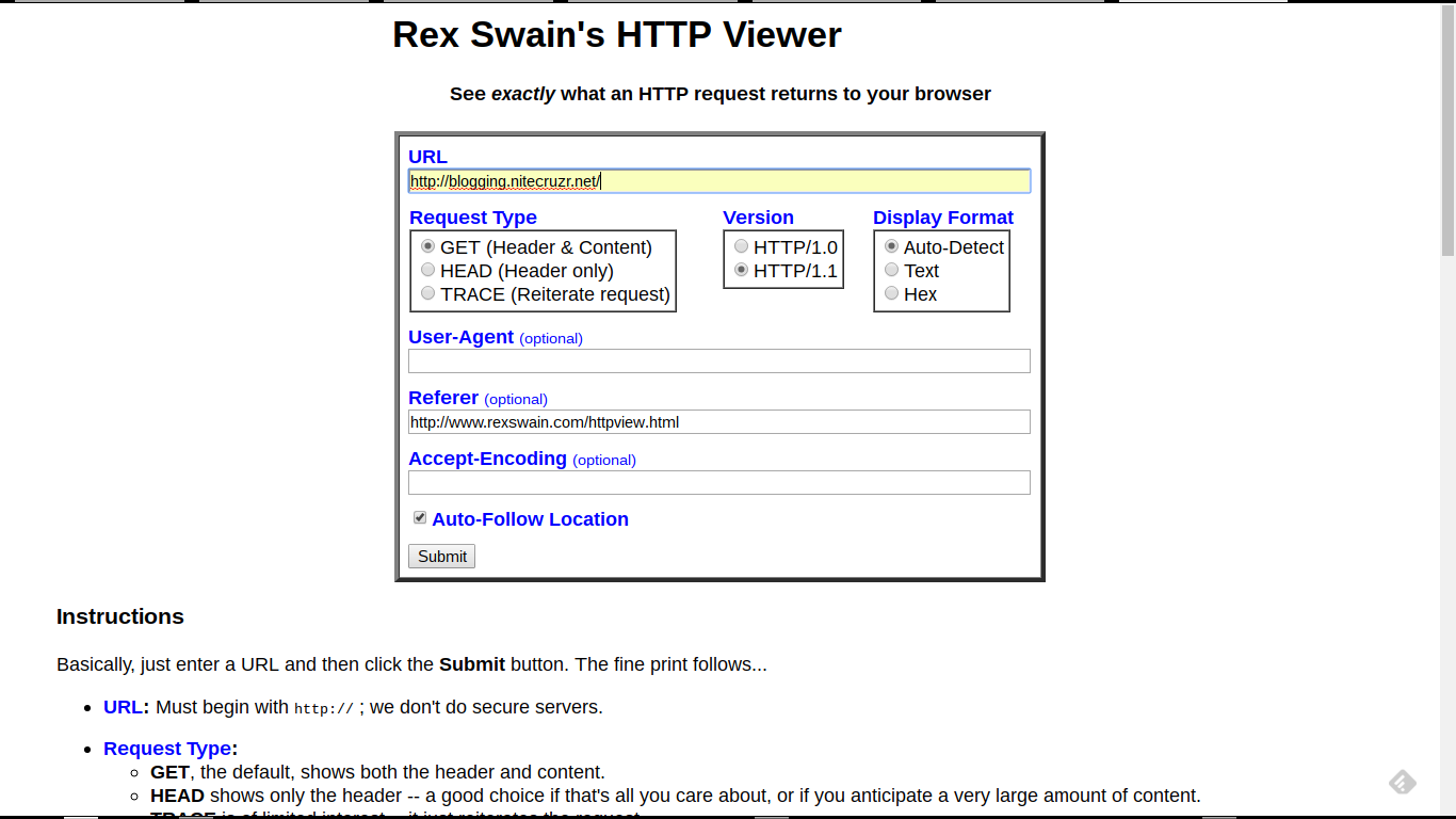 Blogger Magic - Using An HTTP Trace
