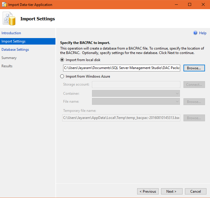 HodentekMSSS: Importing a data-tier application to SQL Server 2016