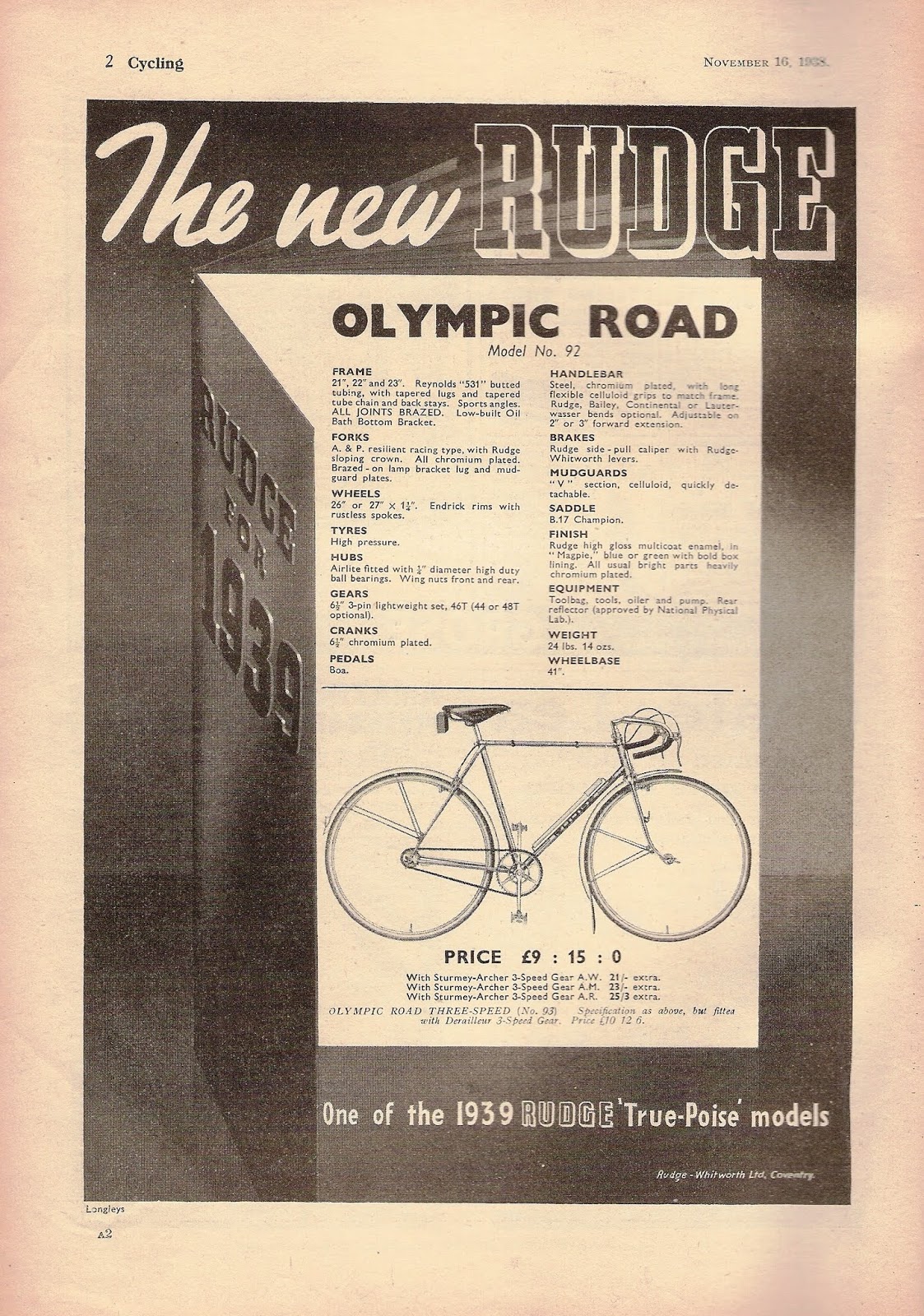 ON THE DROPS: Taking A Hand At... Racing & Records: Rudge Racing Cycles ...