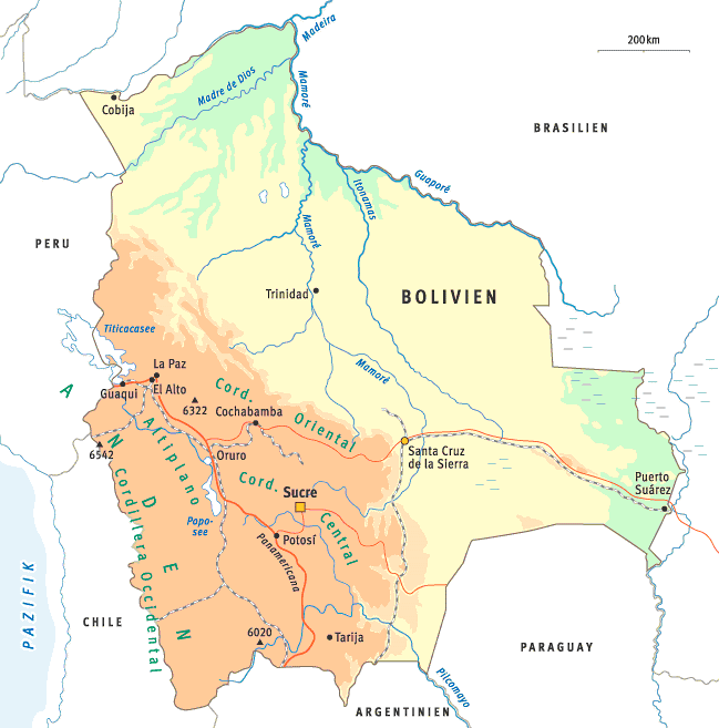 BOLIVIA - GEOGRAPHICAL MAPS OF BOLIVIA