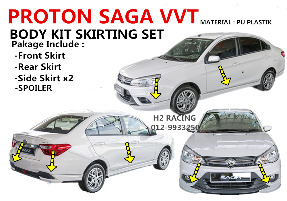 Car Accessories: PROTON SAGA VVT BODY KIT SKIRTING SET