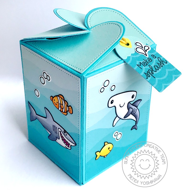 Sunny Studio: Sneak Peek: Wrap Around Box Die & Surprise Party Paper