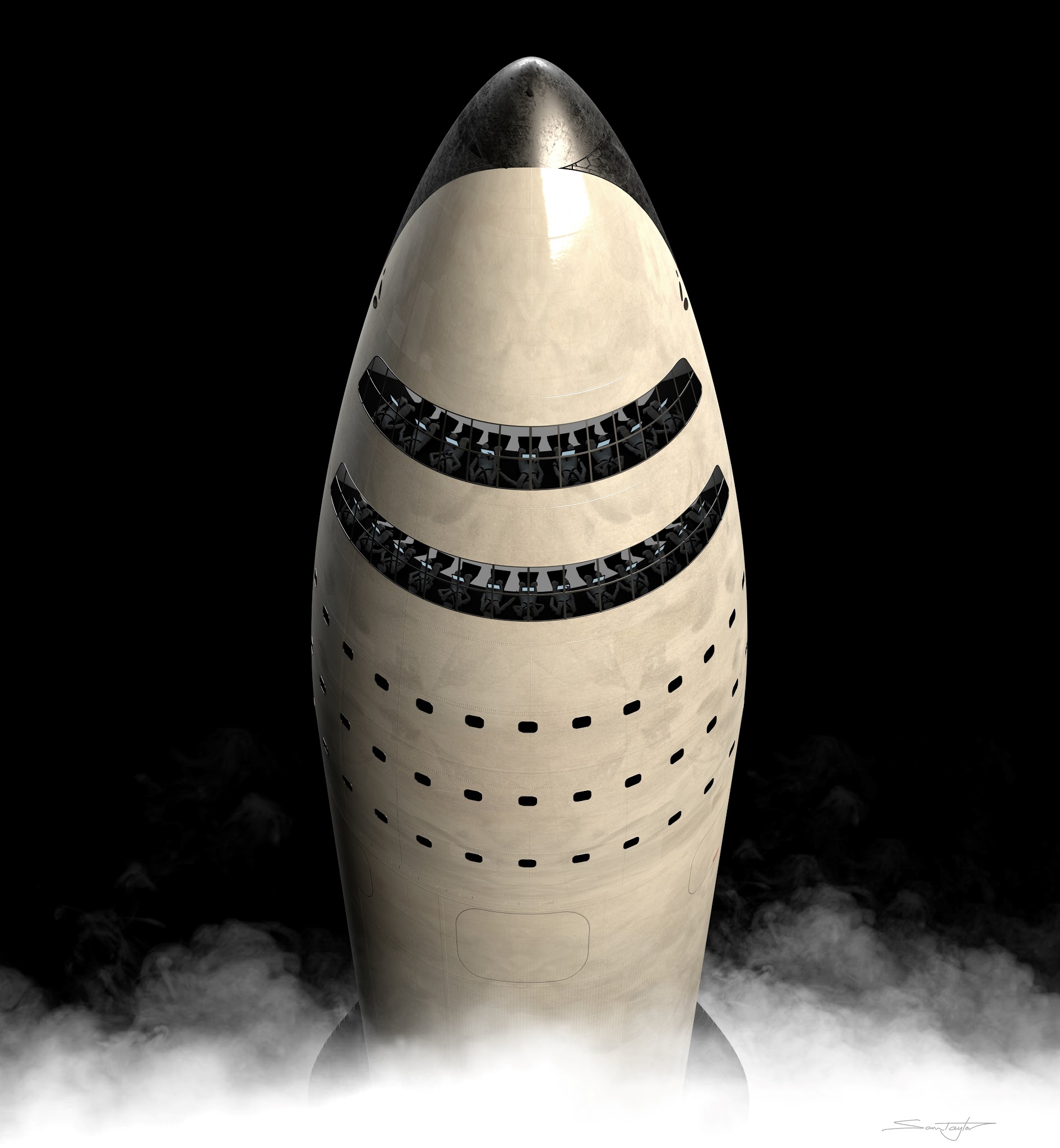 SpaceX BFR spaceship at takeoff by Sam Taylor | human Mars