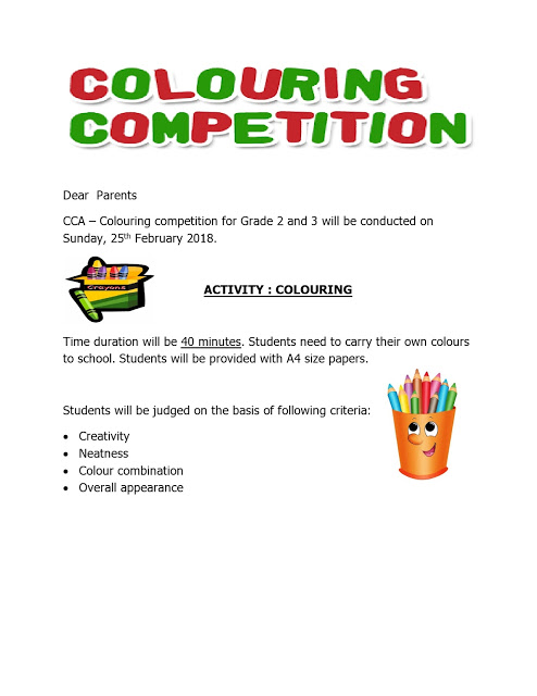Birla World School Oman: Reminder - Colouring competition for Grade 2 and 3