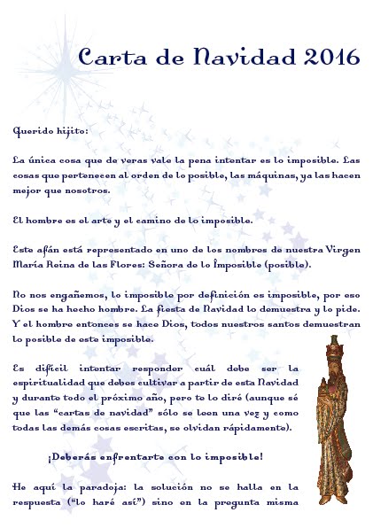 Iglesia Católica de los Mariavitas VMRF: Carta de Navidad en Español