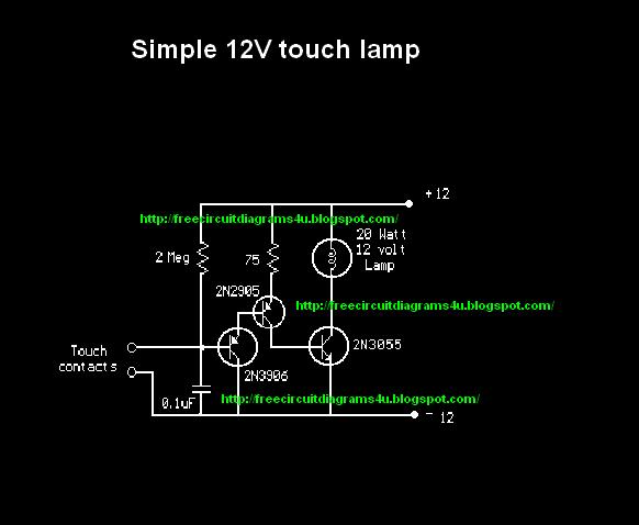 FREE CIRCUIT DIAGRAMS 4U: Simple touch lamp curcuit