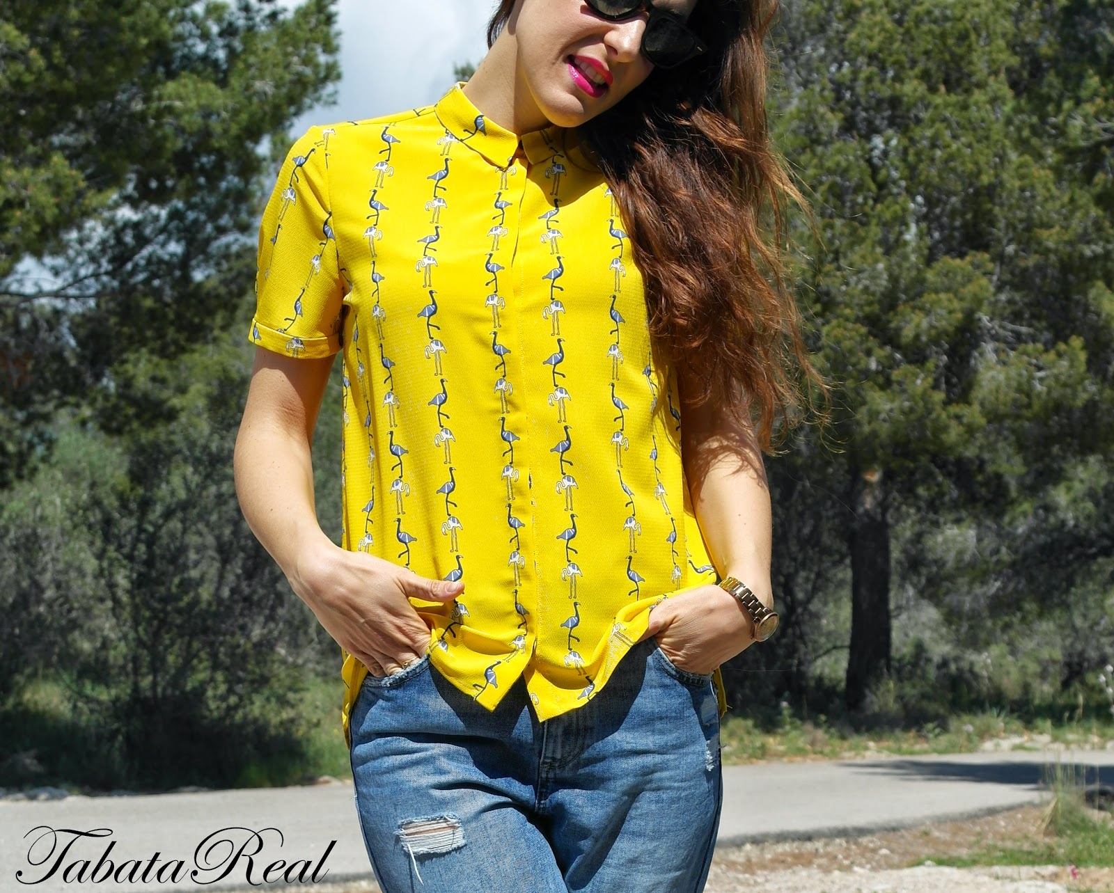 TabataReal: Outfit BLUE FLAMINGOS & RIPPED JEANS