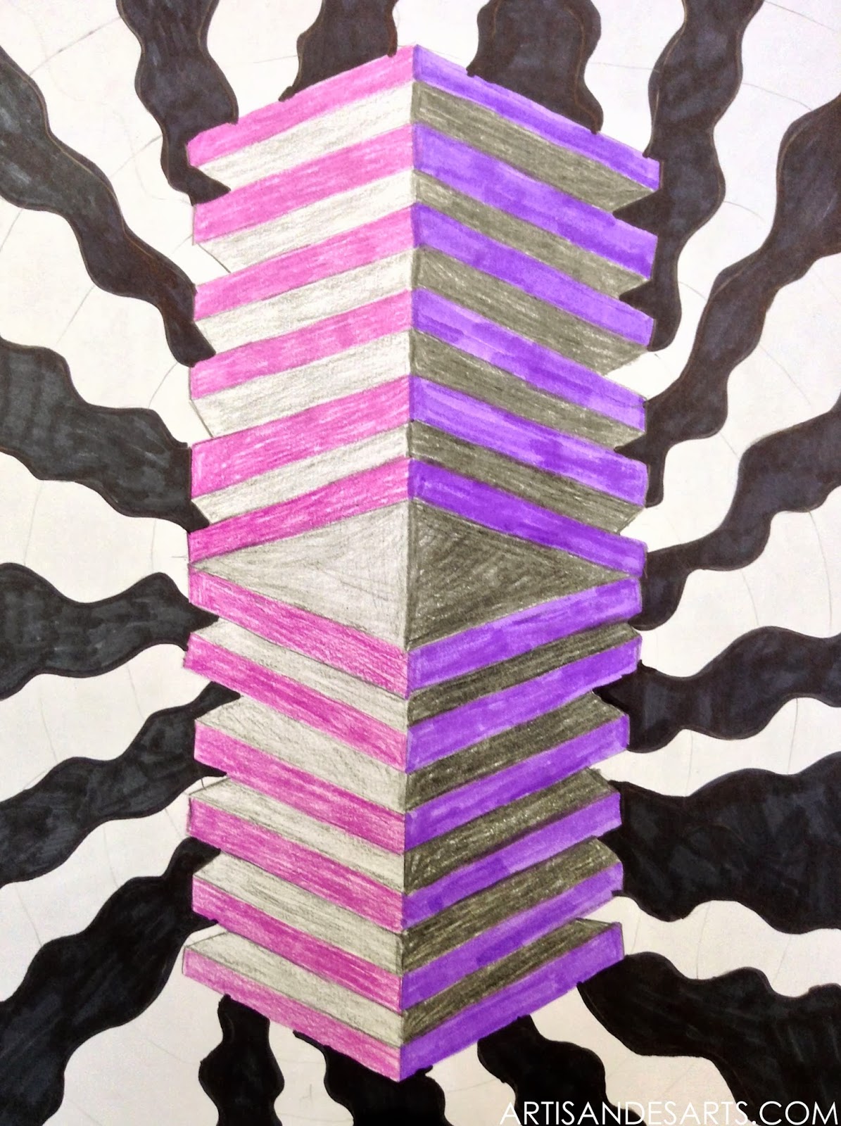 artisan des arts: Stacked Square Optical Illusion - grade 6