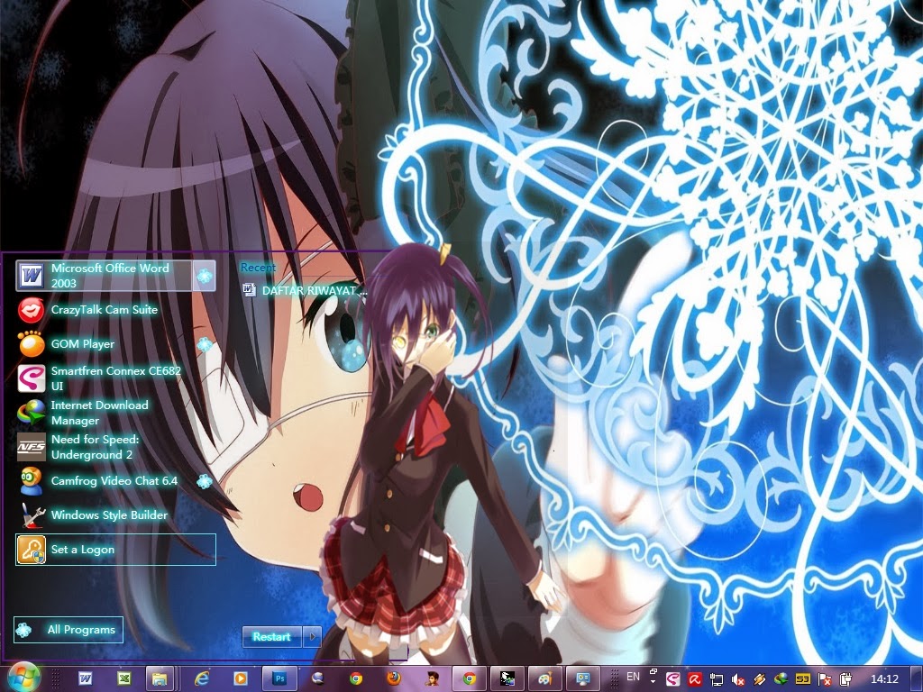 Rikka Takanashi Theme Windows 7 By Yunz | Anime Theme Windows 7 Skins